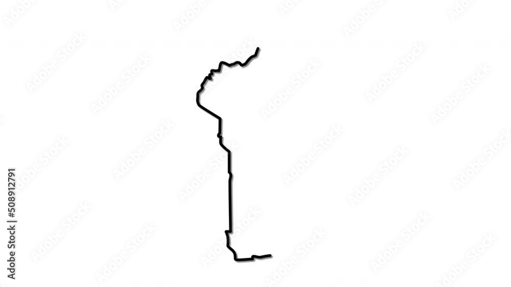 Benin map, country territory outline self drawing animation. Line art ...