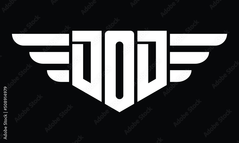 DOD three letter logo, creative wings shape logo design vector template ...