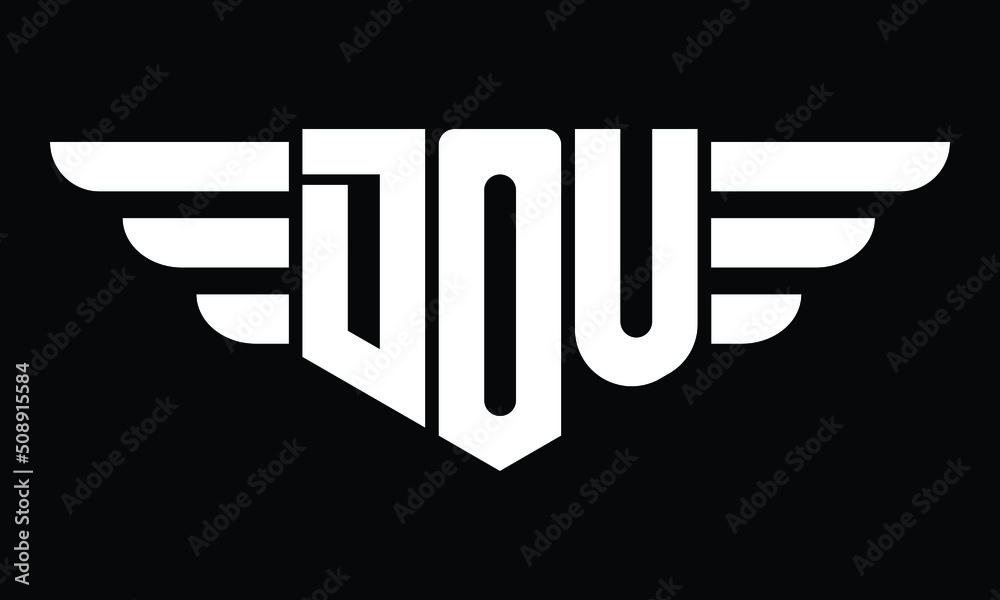DOU three letter logo, creative wings shape logo design vector template ...