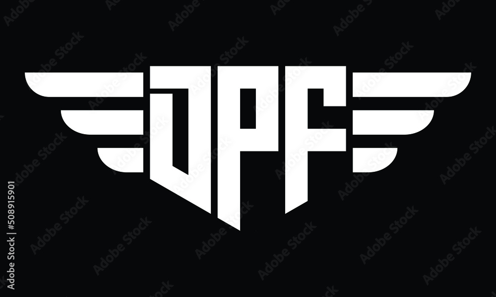 DPF three letter logo, creative wings shape logo design vector template ...