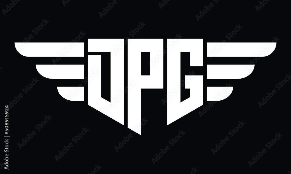 DPG three letter logo, creative wings shape logo design vector template ...