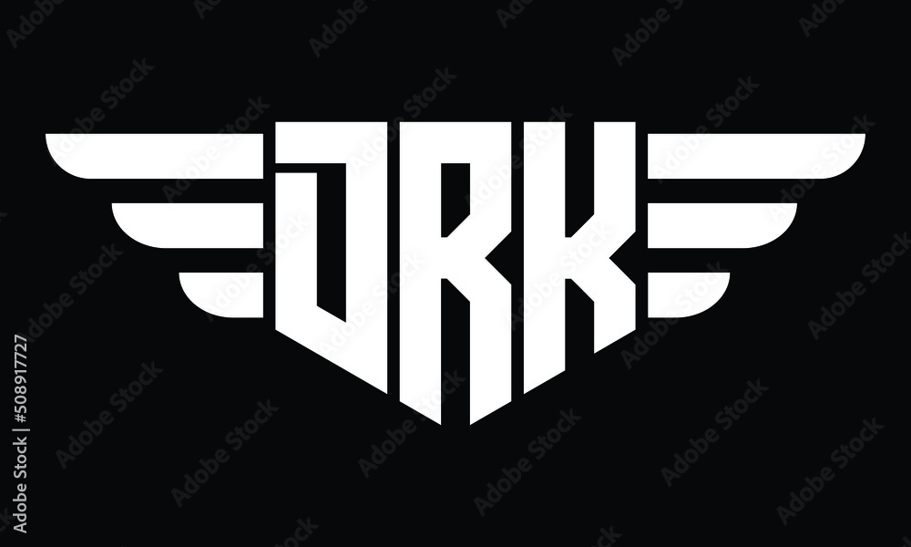 DRK three letter logo, creative wings shape logo design vector template ...