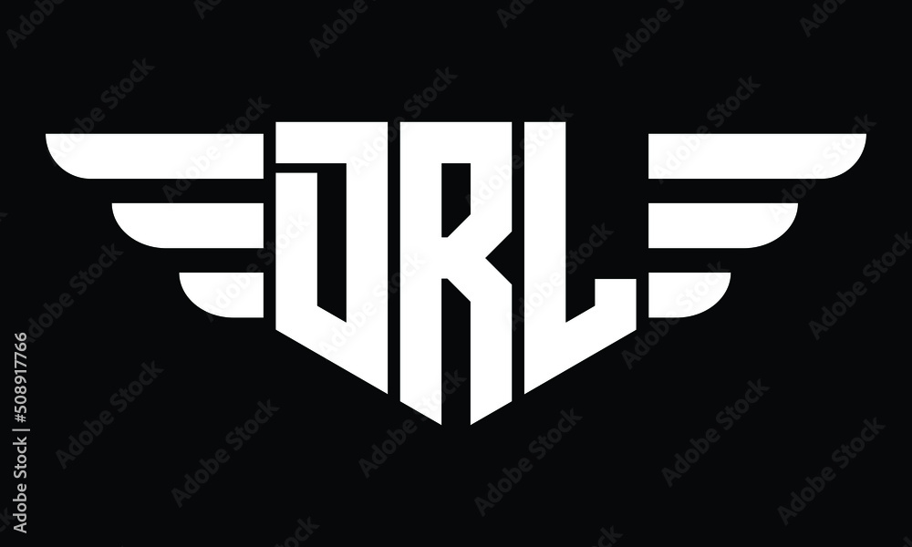 DRL three letter logo, creative wings shape logo design vector template ...