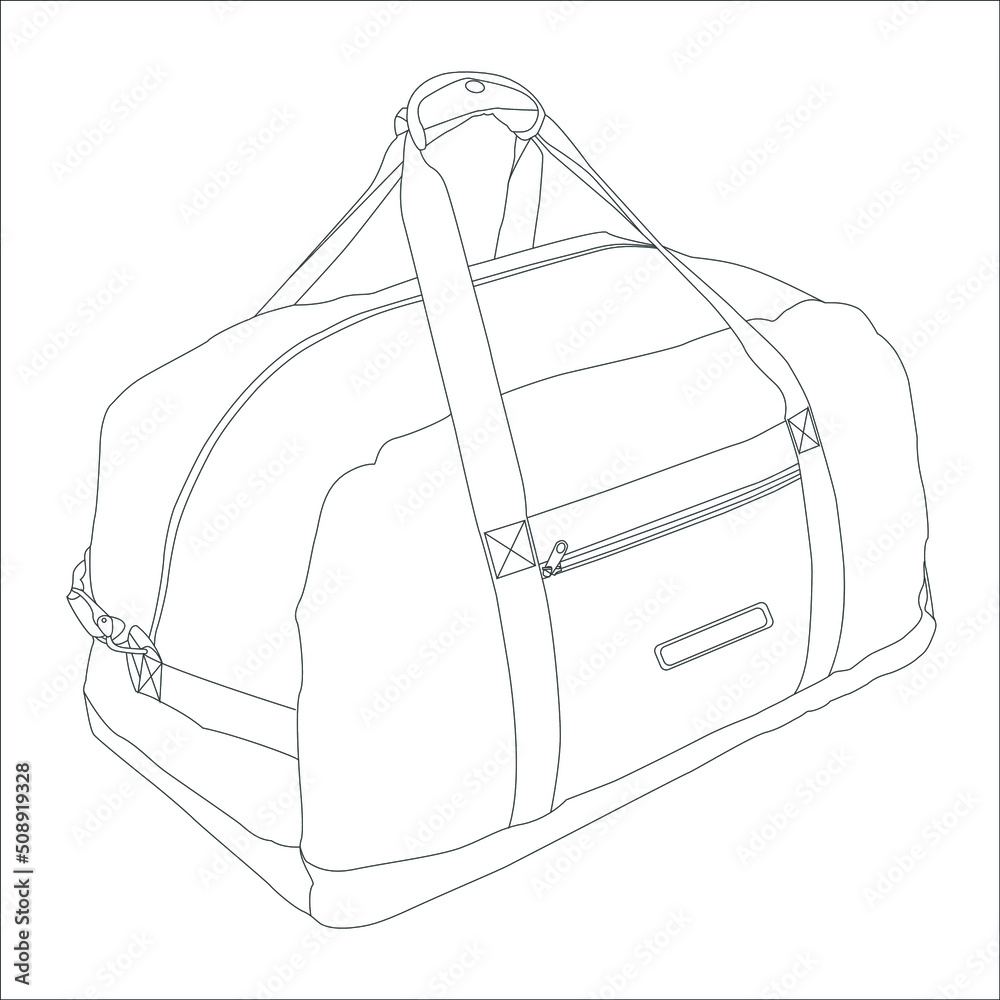 line art travel bag with white background, Men's Leather Duffel Bags ...