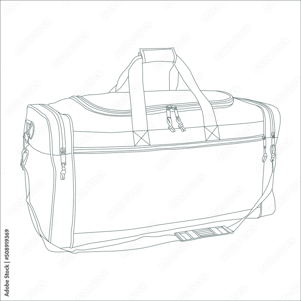 line art travel bag with white background, Men's Leather Duffel Bags ...