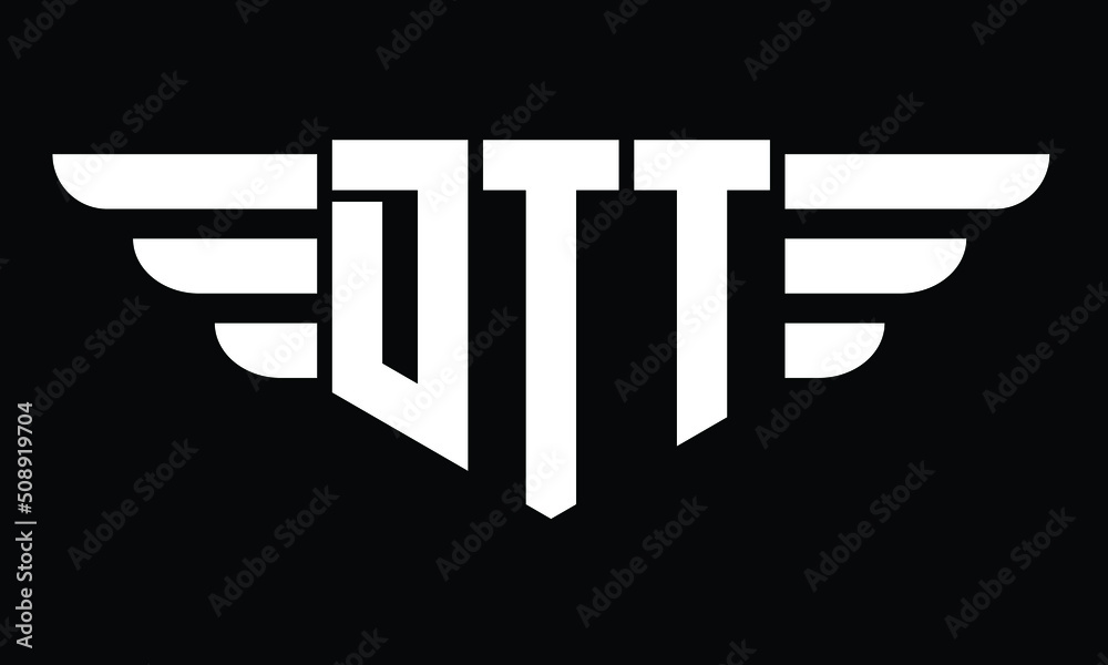 DTT three letter logo, creative wings shape logo design vector template ...