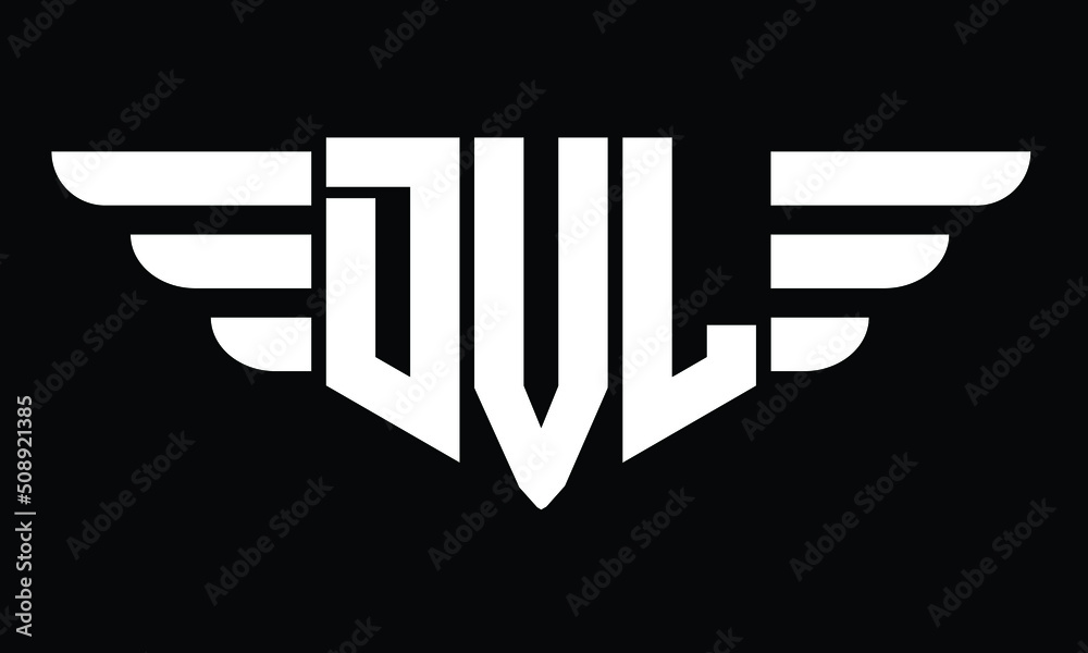 DVL three letter logo, creative wings shape logo design vector template ...