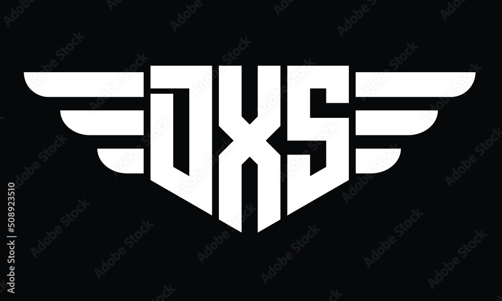 DXS three letter logo, creative wings shape logo design vector template ...