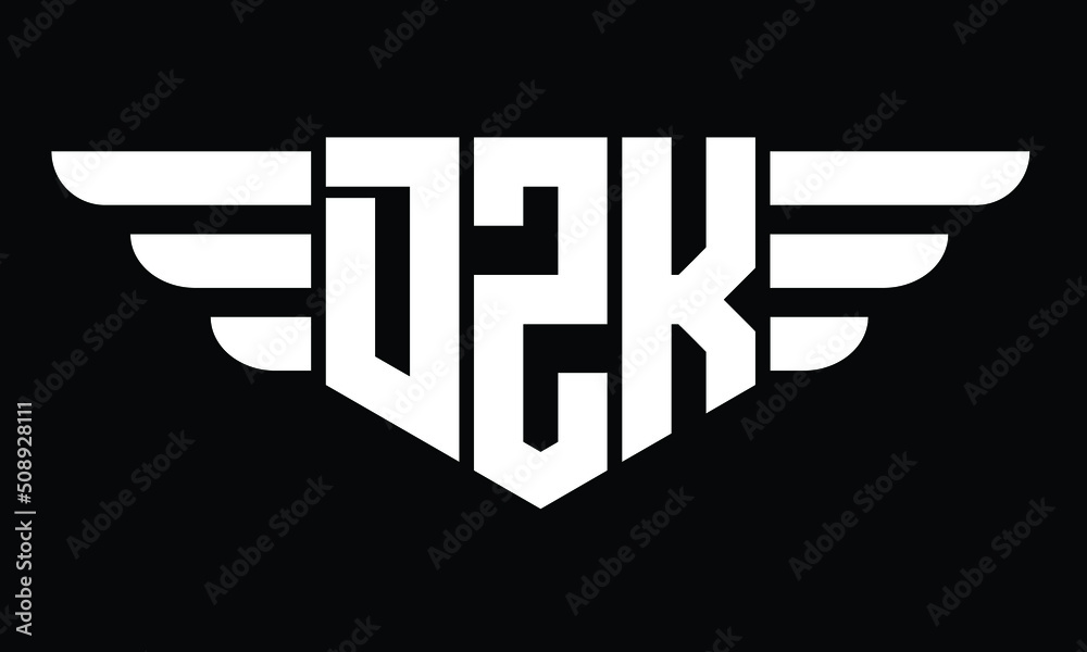 DZK three letter logo, creative wings shape logo design vector template ...