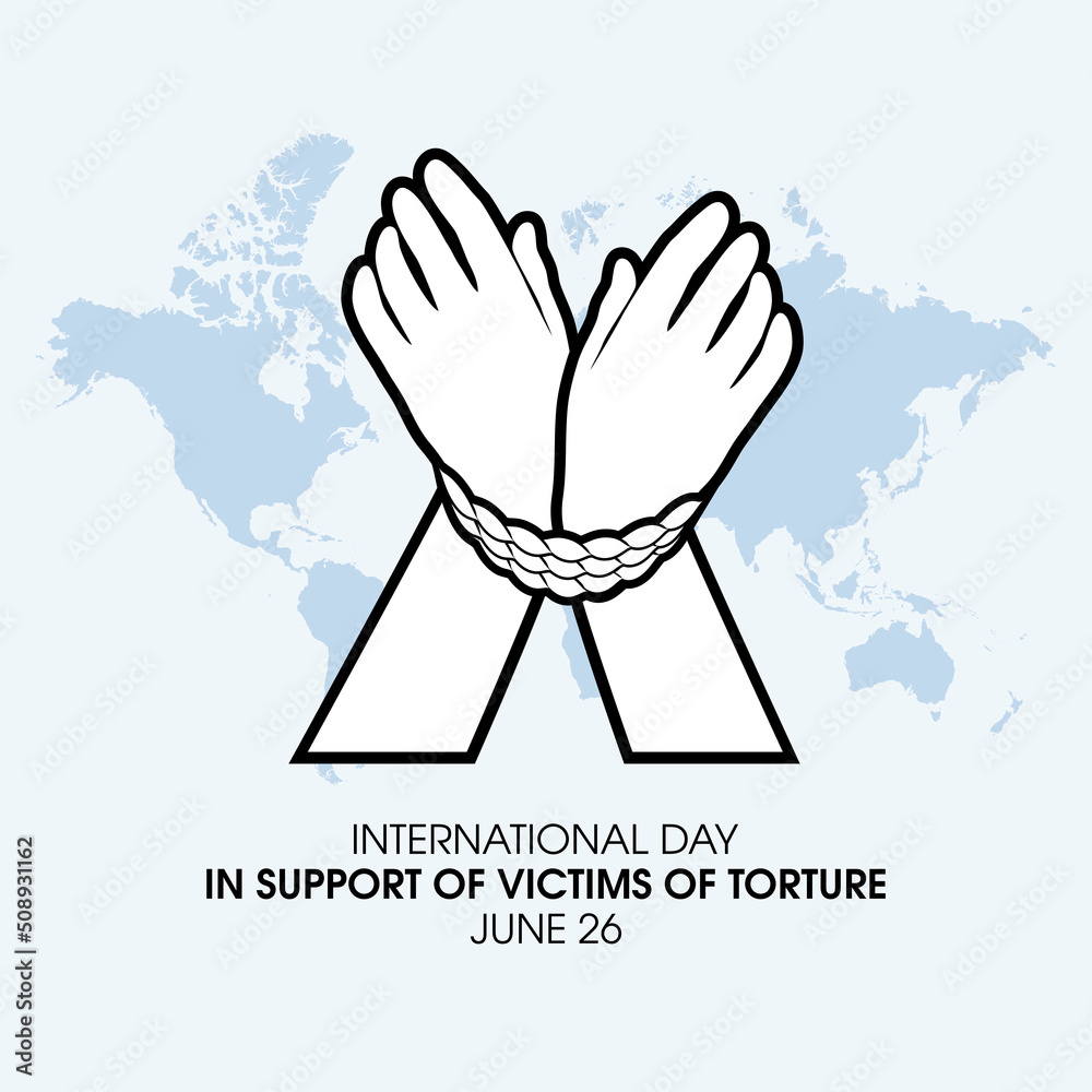 International Day in Support of Victims of Torture vector. Hands tied ...
