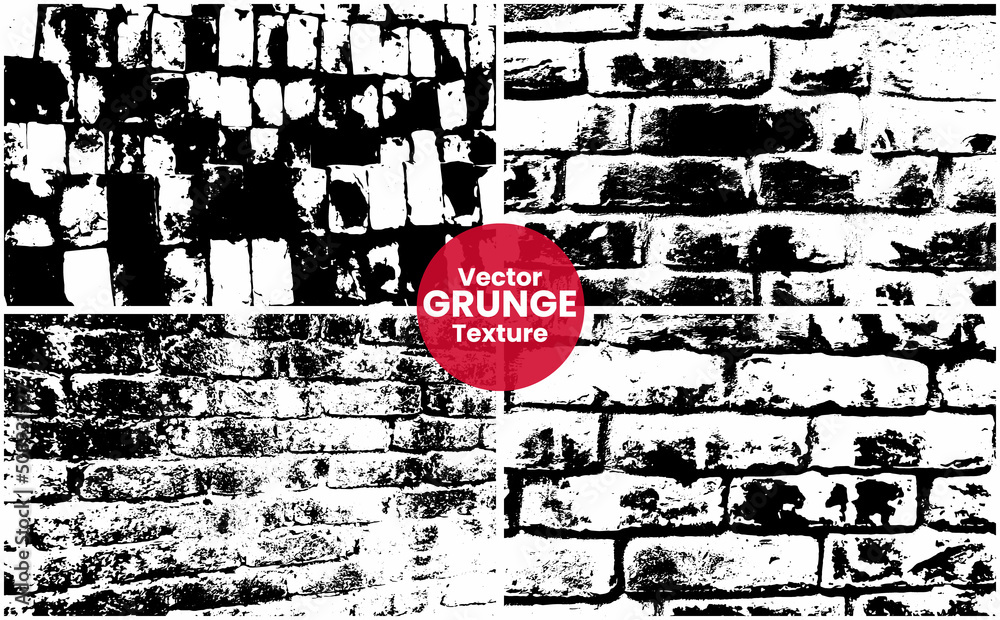 Grunge texture vector illustration, black and white background on wall ...