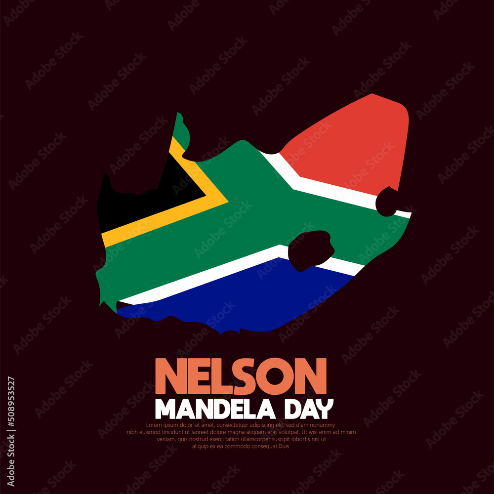 Vetor de Nelson Mandela international day concept art showing strength ...