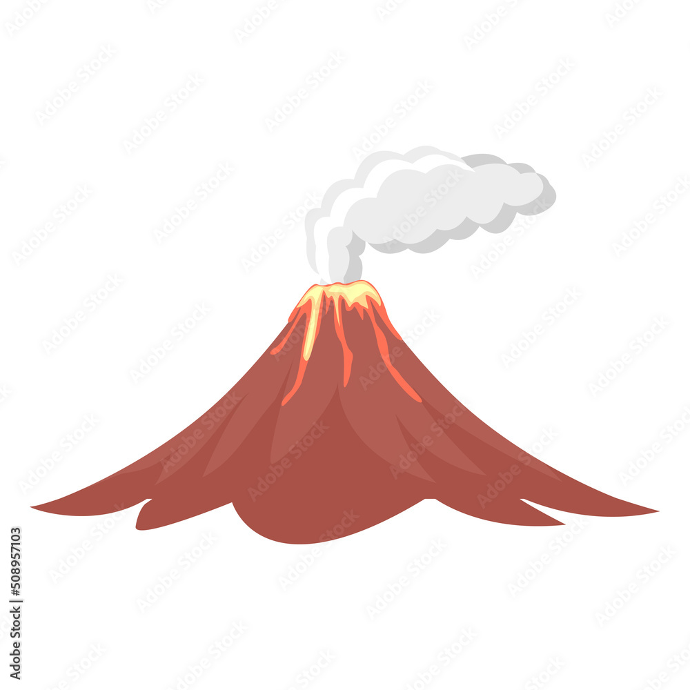Cartoon active volcano vector isolated object illustration Stock Vector ...