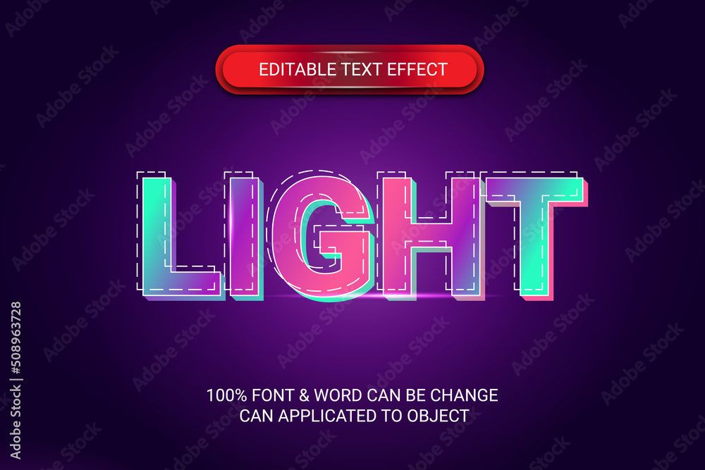Editable neon light 3d text effect Stock Vector | Adobe Stock