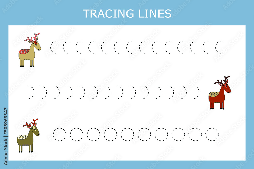 Tracing lines game with funny animals. Worksheet for preschool kids ...