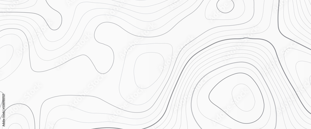 White topographic line contour map background, geographic grid map, the ...