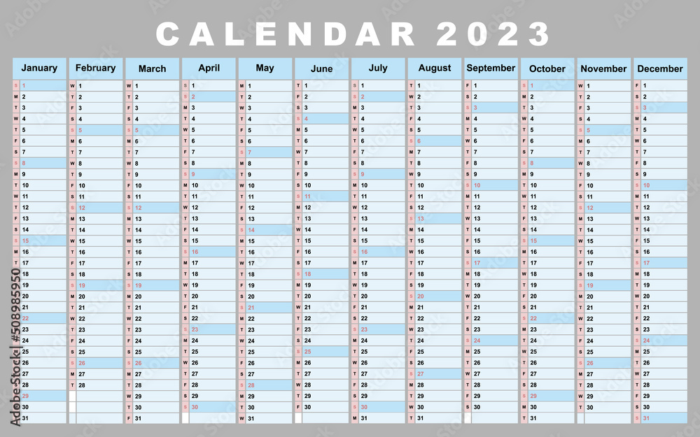 Calendar 2023, daily event planner, vector color illustration Stock ...