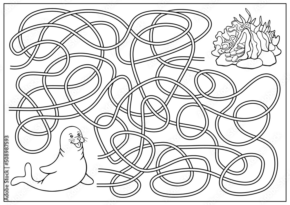 Kids maze game and labyrinth. Children education riddle and coloring ...