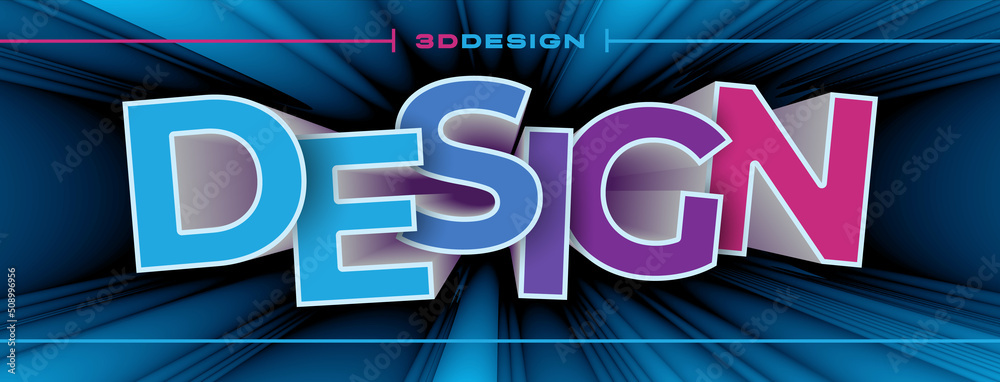 3D Letters in one-point perspective. The concept of the 3D Design ...