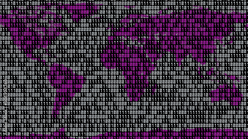 Binary code. Zeros and ones in the form of a map of the world. Global programming concept ...