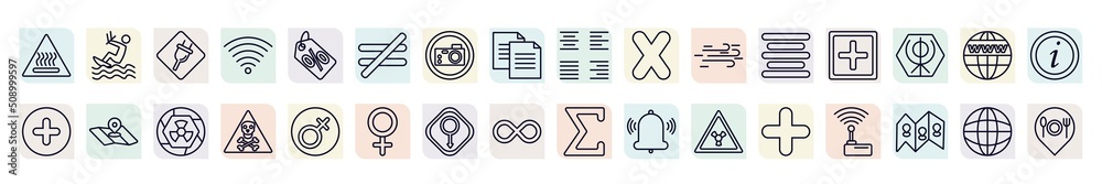 set of signs icons in outline style. thin line icons such as heat, plug ...