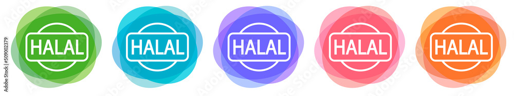 Set of Halal food products label, badge or logo. Vector Halal sign ...