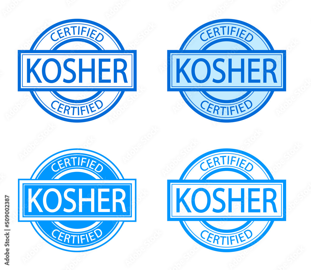 Set of Kosher food products labels, badges or logos. Vector Kosher sign ...