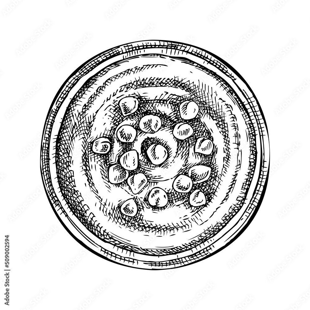 Hummus vintage drawings. Mediterranean food sketch. Vegan food ...