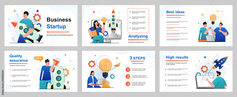 Business startup concept for presentation slide template. Businessman ...