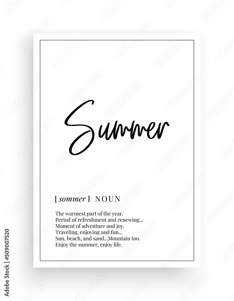 Summer definition, vector. Minimalist poster design. Wall decals ...