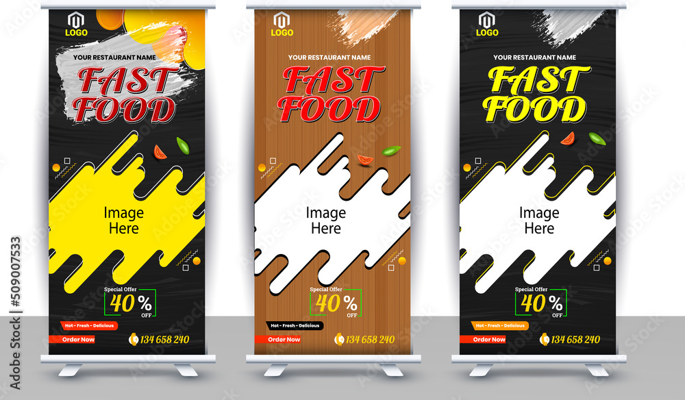 Food and Restaurant roll up banner design, Standee Food Design Banner ...