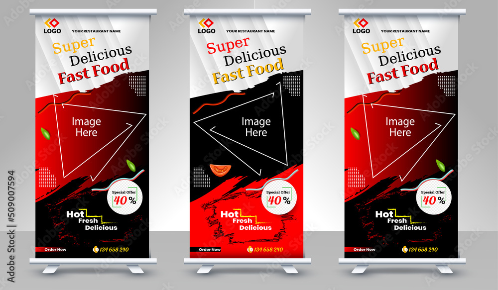 Food and Restaurant roll up banner design, Standee Food Design Banner ...