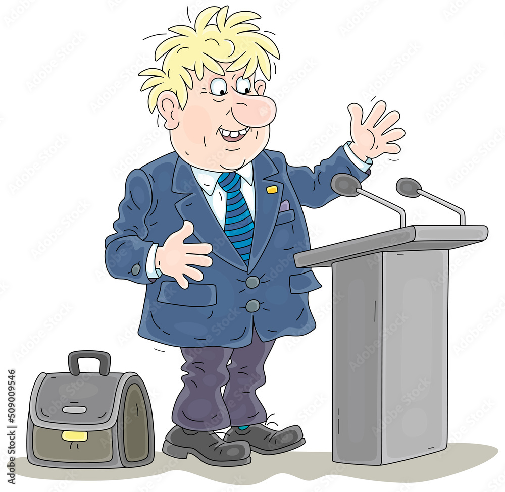 Government official making an important statement at a press conference ...