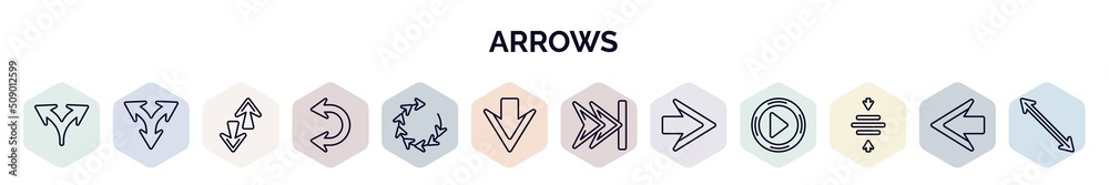 Set Of Arrows Web Icons In Outline Style Thin Line Icons Such As Split Arrows Split Triangle