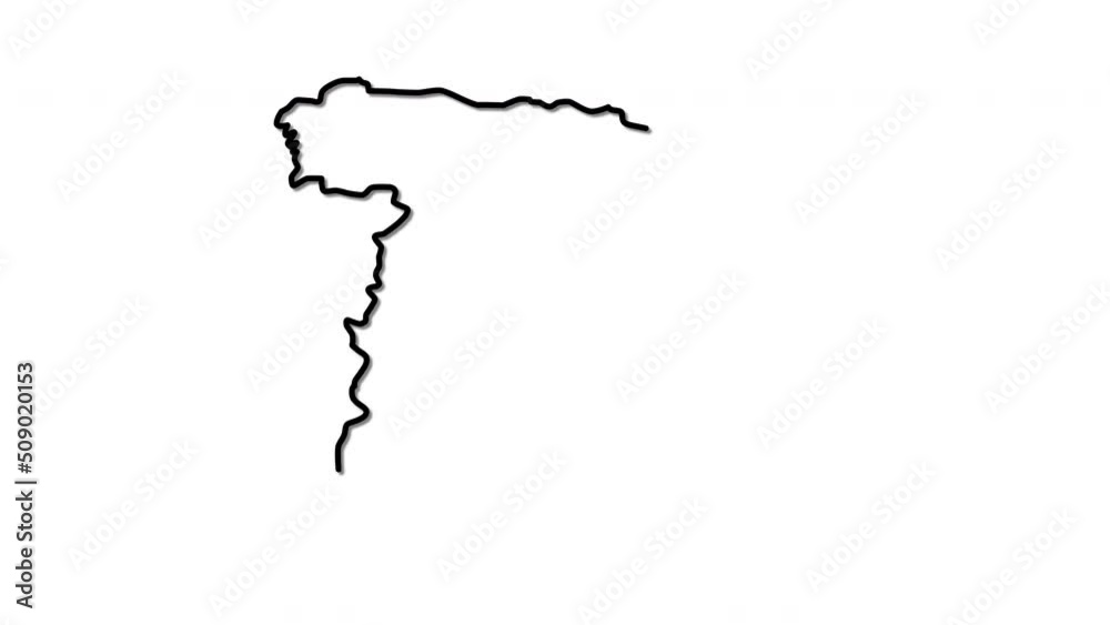 Spain map, country territory outline self drawing animation. Line art ...