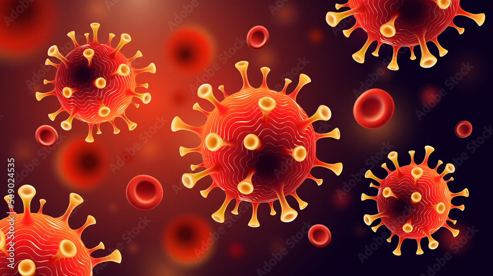 Virus and blood cell background, Virus outbreaking and Pandemic such as ...