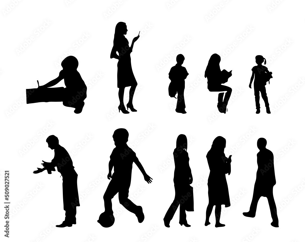 Vector silhouettes, Outline silhouettes of people, Contour drawing ...