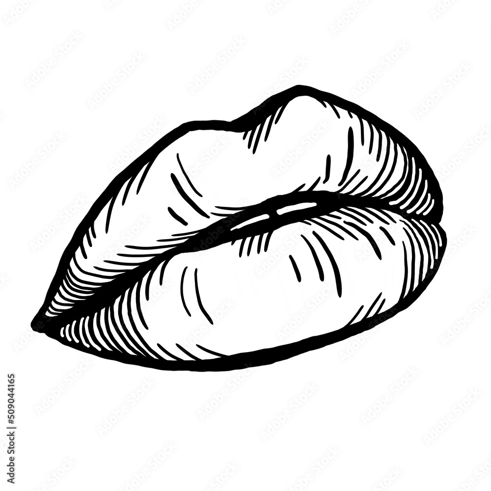 Sexy Lips Emotions Beautiful Mouth With Red Lipstick Isolated Fashion Illustration Kissing