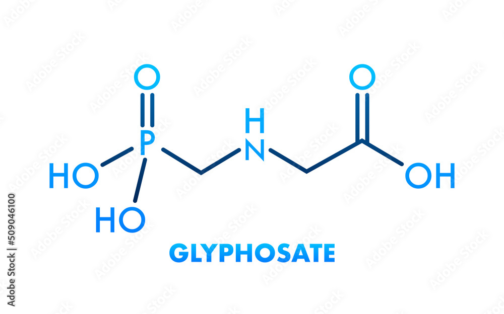 Glyphosate formula. Glyphosate herbicide molecule. Vector illustration ...