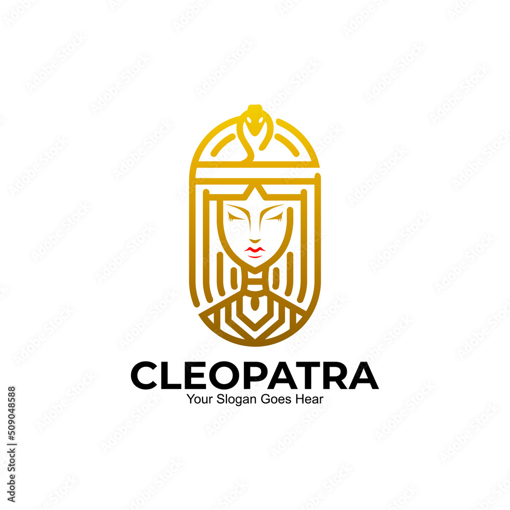 Cleopatra icon vintage, Icon logo of Cleopatra with line art Stock Vector | Adobe Stock