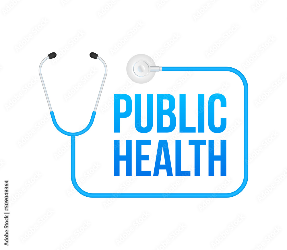 Public health. Badge with stethoscope icon. Flat vector illustration on ...