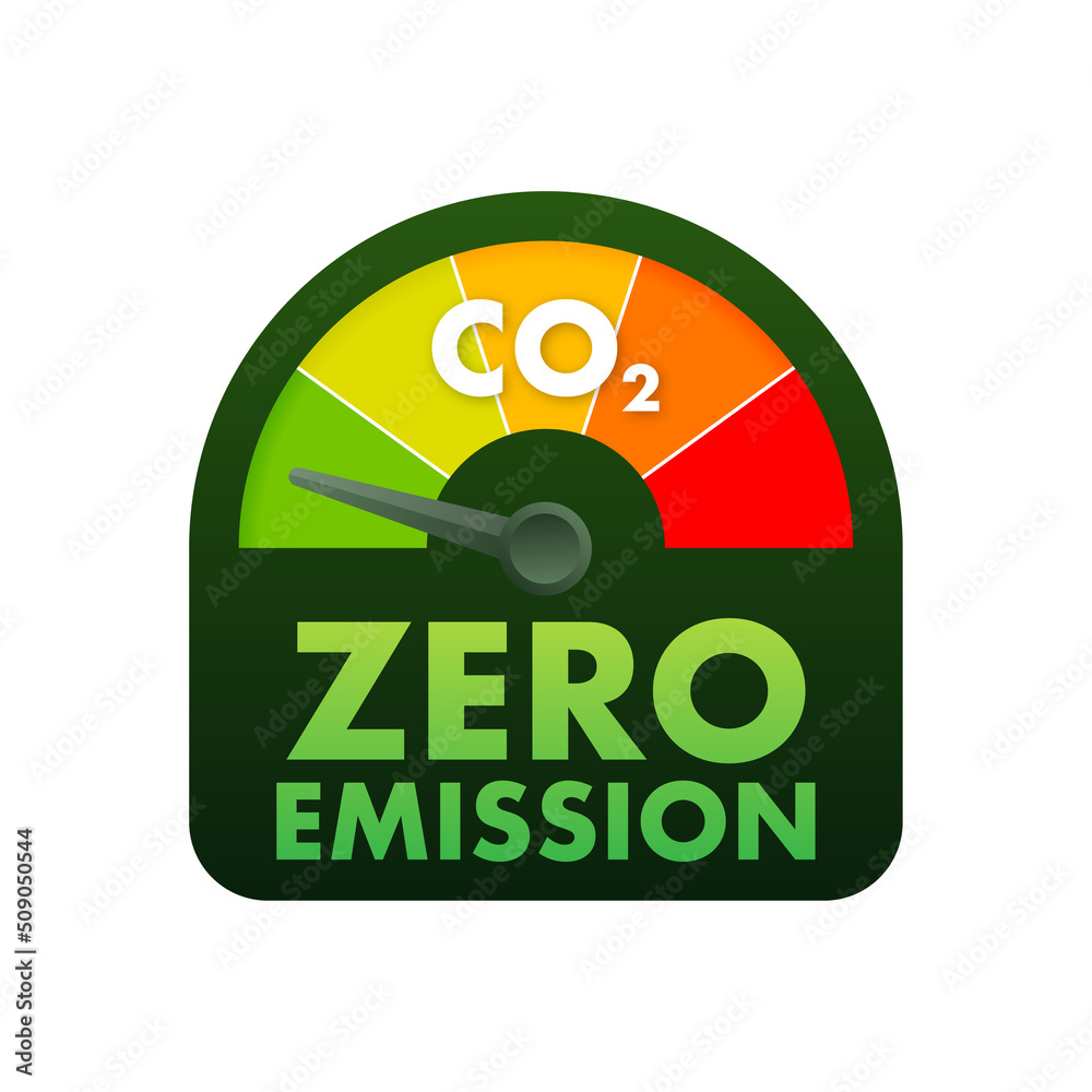 Zero emission. Net zero greenhouse gas emissions target Stock Vector ...