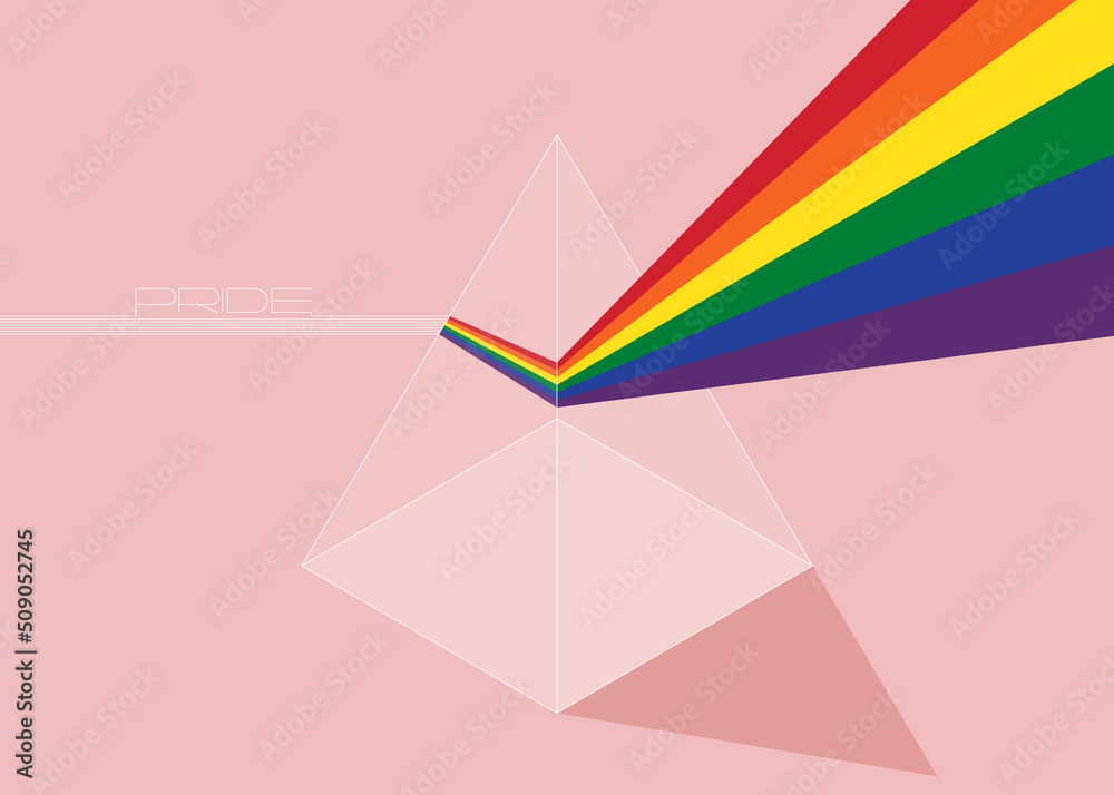 LGBTQ community pride month poster design template with isometric prism ...