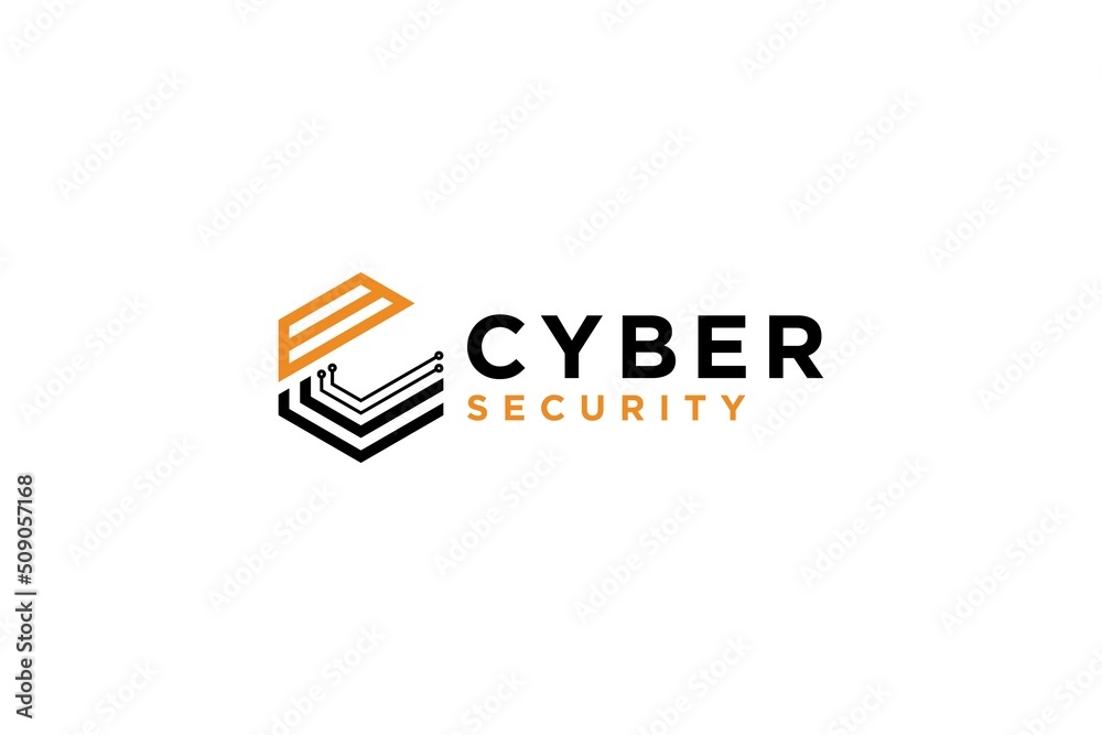 Initial C logo design cyber security circuit board technology AI ...