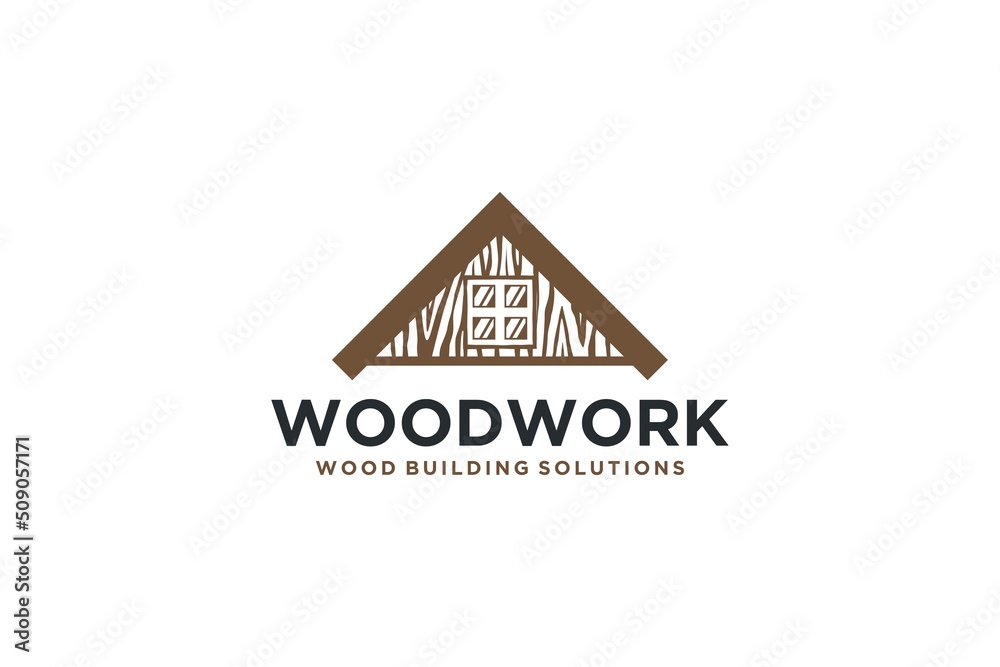 Wood house logo woodwork carpentry cottage nature plank wood roof ...