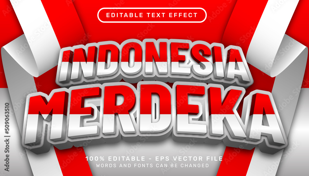 indonesia merdeka editable text effect with illustration of the ...
