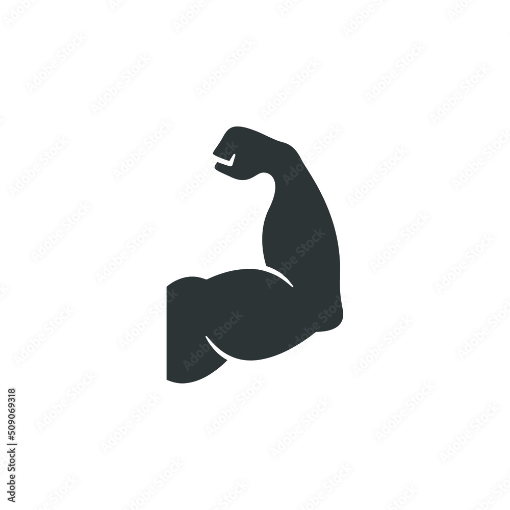 Vector sign of the muscle symbol is isolated on a white background ...