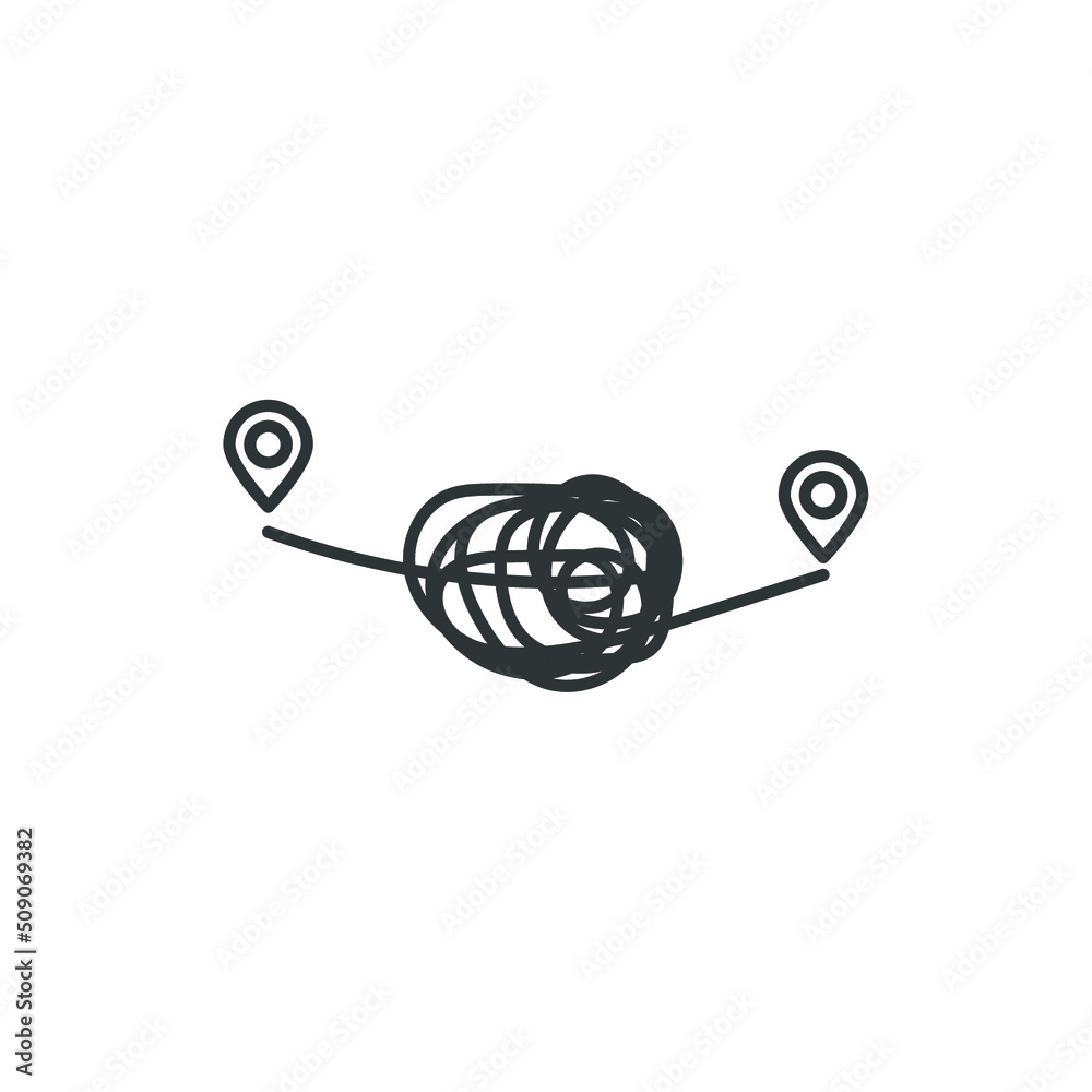Vector sign of the Path route symbol is isolated on a white background ...