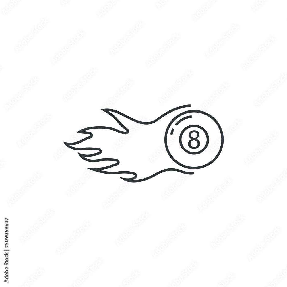Vector sign of the Pool Eight Ball symbol is isolated on a white ...