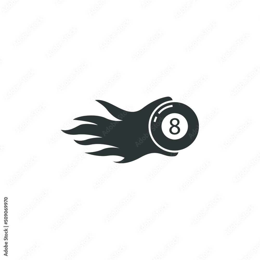 Vector sign of the Pool Eight Ball symbol is isolated on a white ...